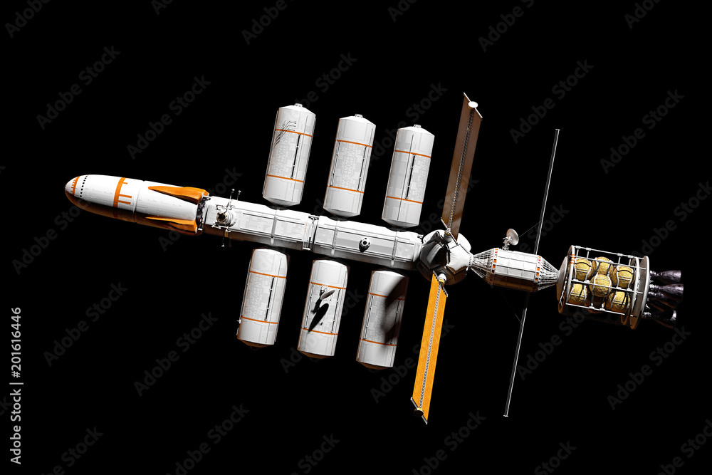 futuristic spaceship isolated on black background, rocket ship design ...