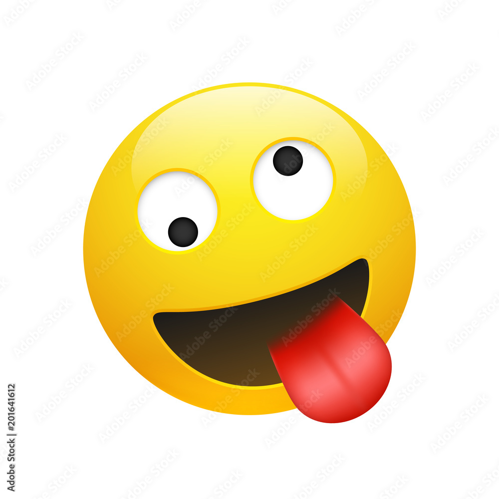 Vetor de Vector Emoji yellow smiley crazy face do Stock | Adobe Stock