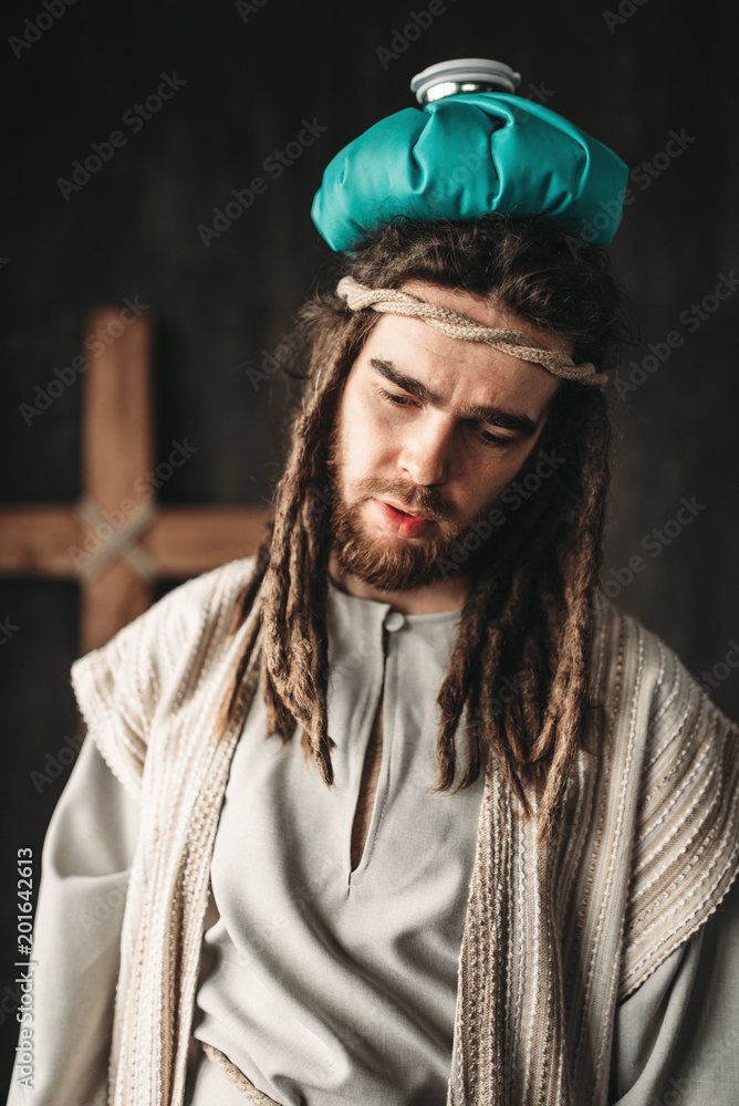 Jesus Christ with a heating pad on his head Stock Photo | Adobe Stock
