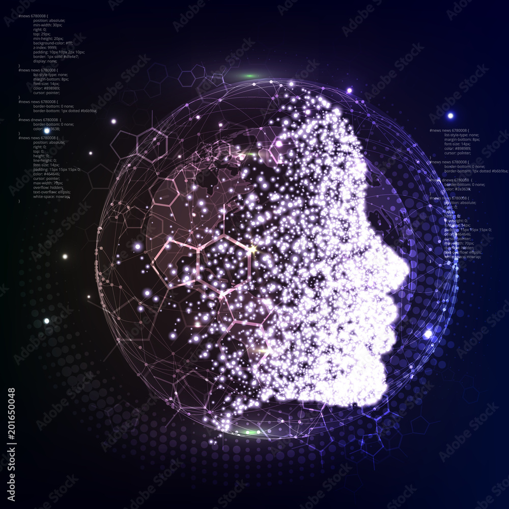 Artificial Intelligence. The quantum physics. The particles are ...