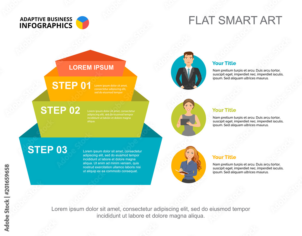 Three steps marketing process chart template for presentation. Business ...