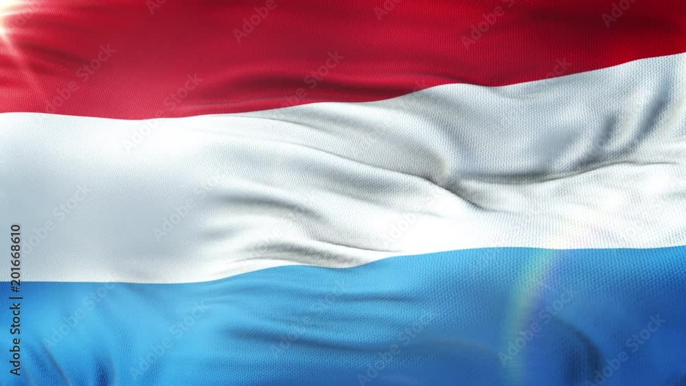 Flag of Luxembourg waving on sun. Seamless loop with highly detailed ...