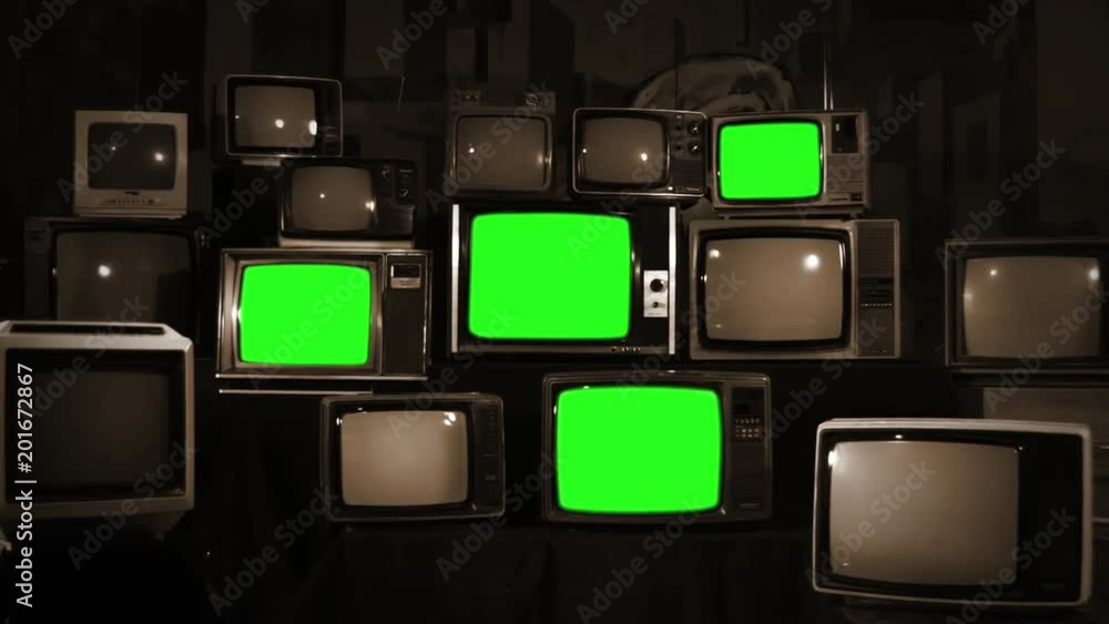 80s Tvs with Green Screens. Sepia Tone. Zoom In. Ready to You can ...