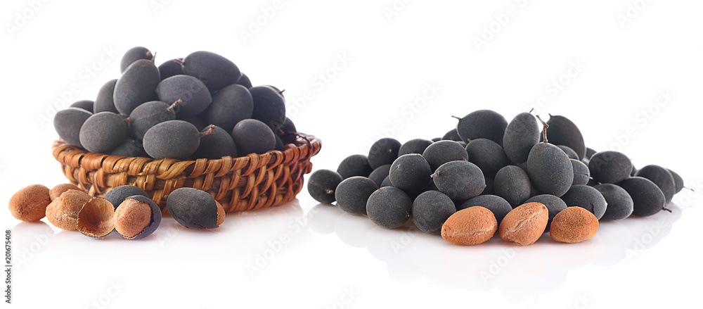 velvet tamarind fruit ( Dialium cochinchinense) isolated on white ...