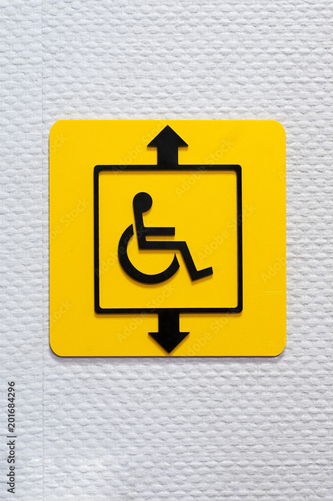 yellow sign Board for people with disabilities Stock Photo | Adobe Stock