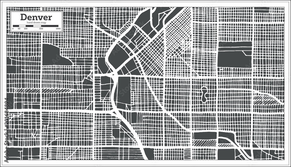 Denver USA City Map in Retro Style. Outline Map. Stock Vector | Adobe Stock
