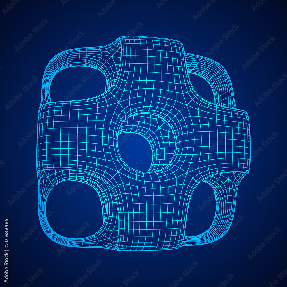 Wireframe Ported Cube. Cube of connected lines. Molecular lattice. The ...