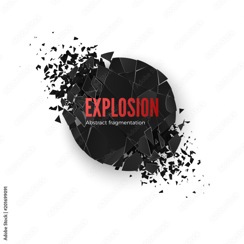 Banner Explosion Simulation. Explode and destruction. Circle shatter ...