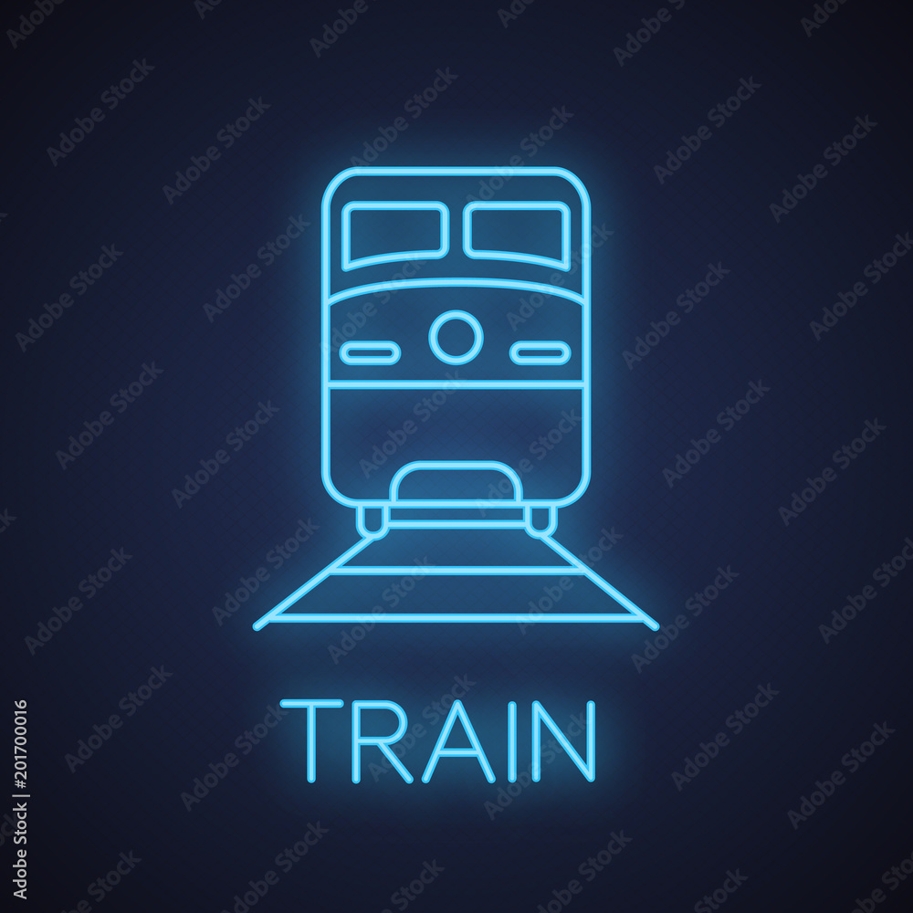 Train neon light icon Stock Vector | Adobe Stock
