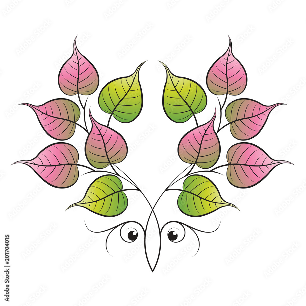 design with Bo leaves & spirals vector drawing Stock Vector | Adobe Stock