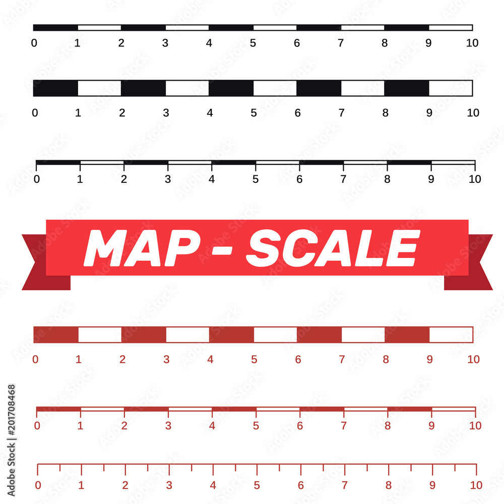 Map scales graphics for measuring distances. Scale measure map vector ...