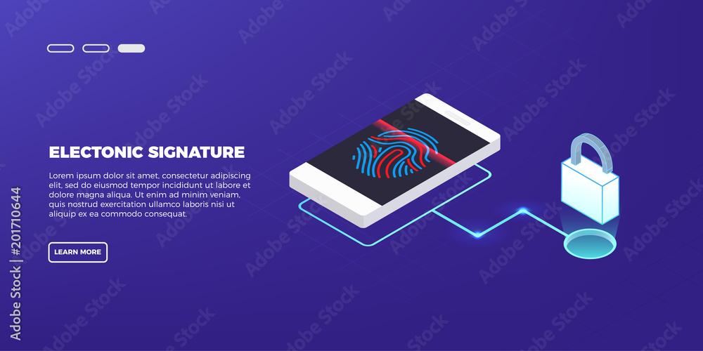 Scan Fingerprint on laptop. Identification system.Business security ...