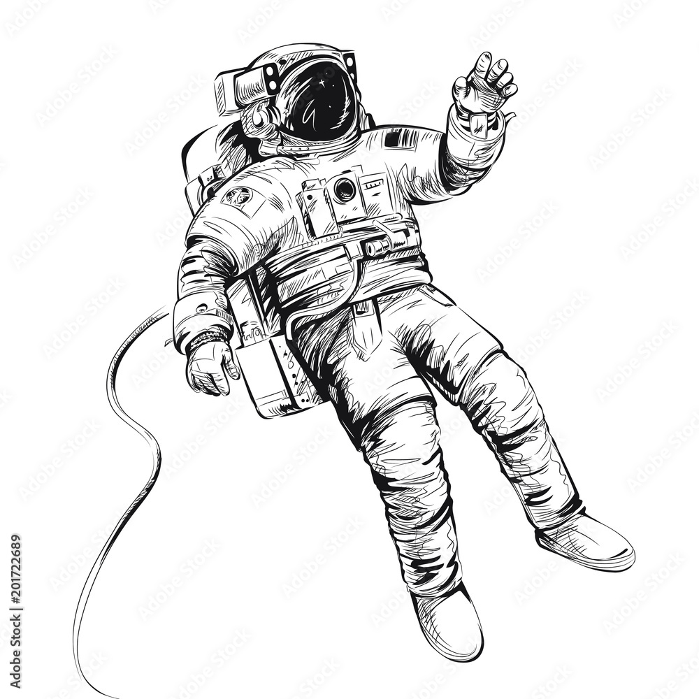 Cosmonaut or astronaut in spacesuit. Vector illustration isolated on ...