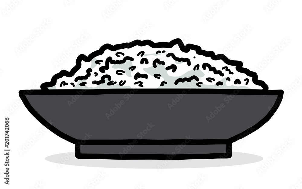 rice on dish / cartoon vector and illustration, hand drawn style ...
