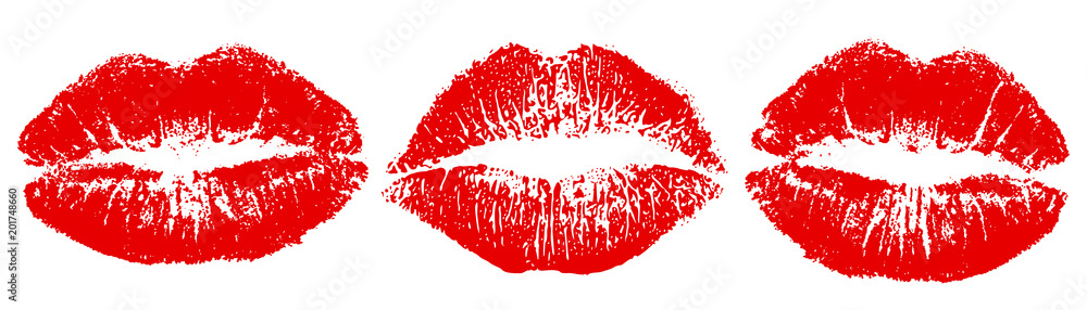 Set imprint kiss lips – for stock Stock Vector | Adobe Stock