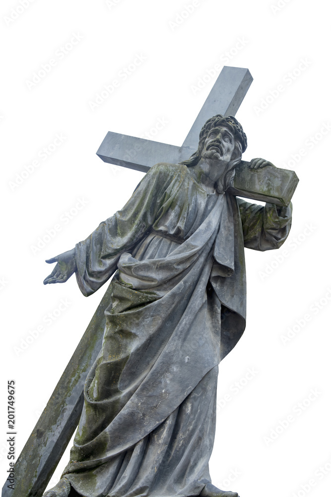 Ancient statue of the crucifixion of Jesus Christ as a symbol of God's ...