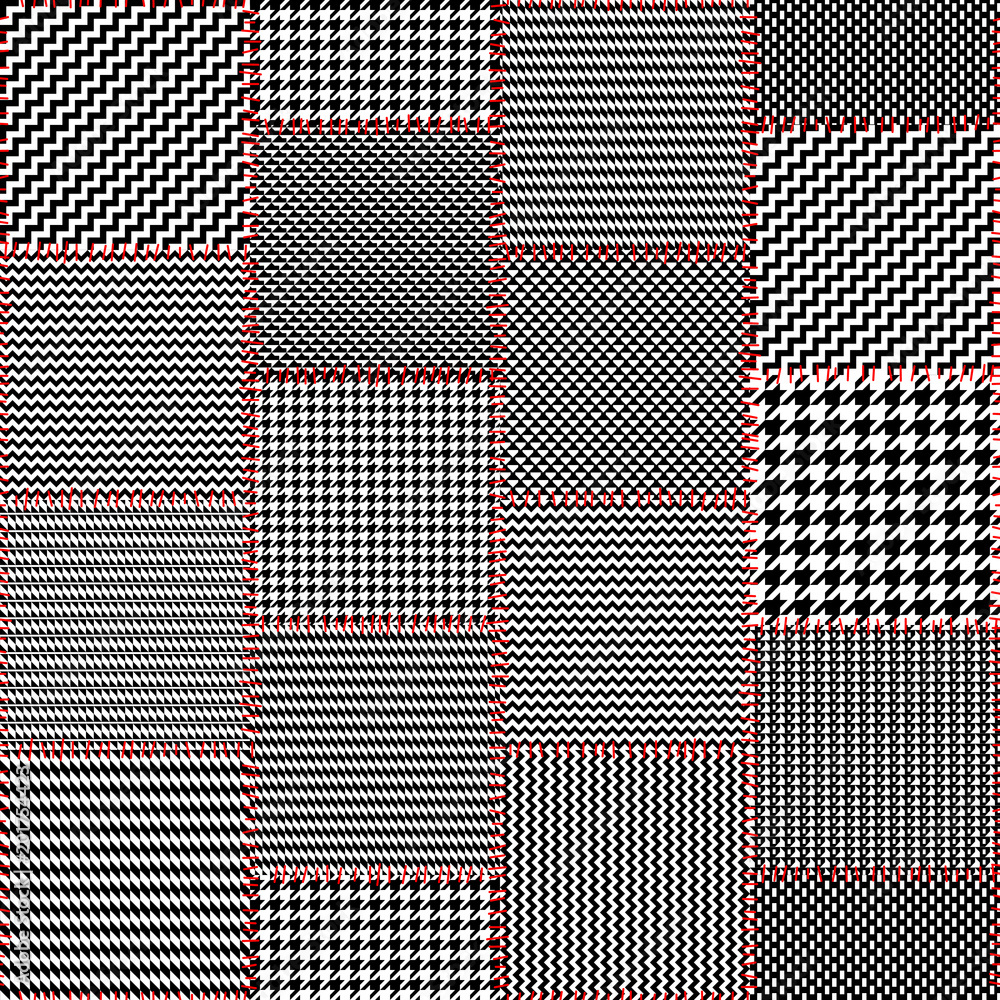 Seamless vector pattern. Patchwork of black and white textures ...