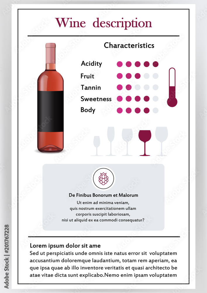 Vector illustration.Brochure,form describing the characteristics of ...