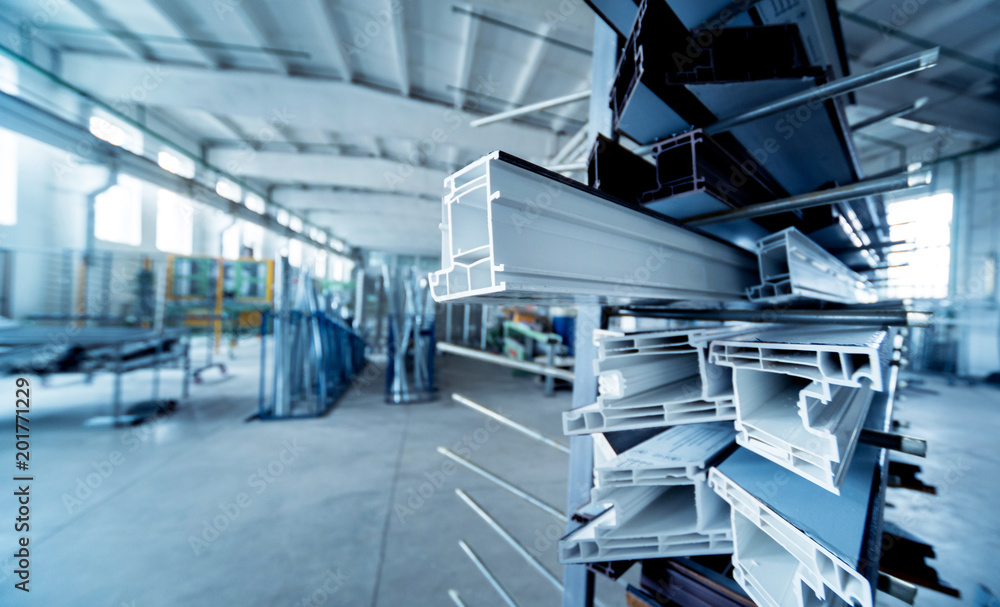 PVC window profile cut. Colored background. Stock Photo | Adobe Stock