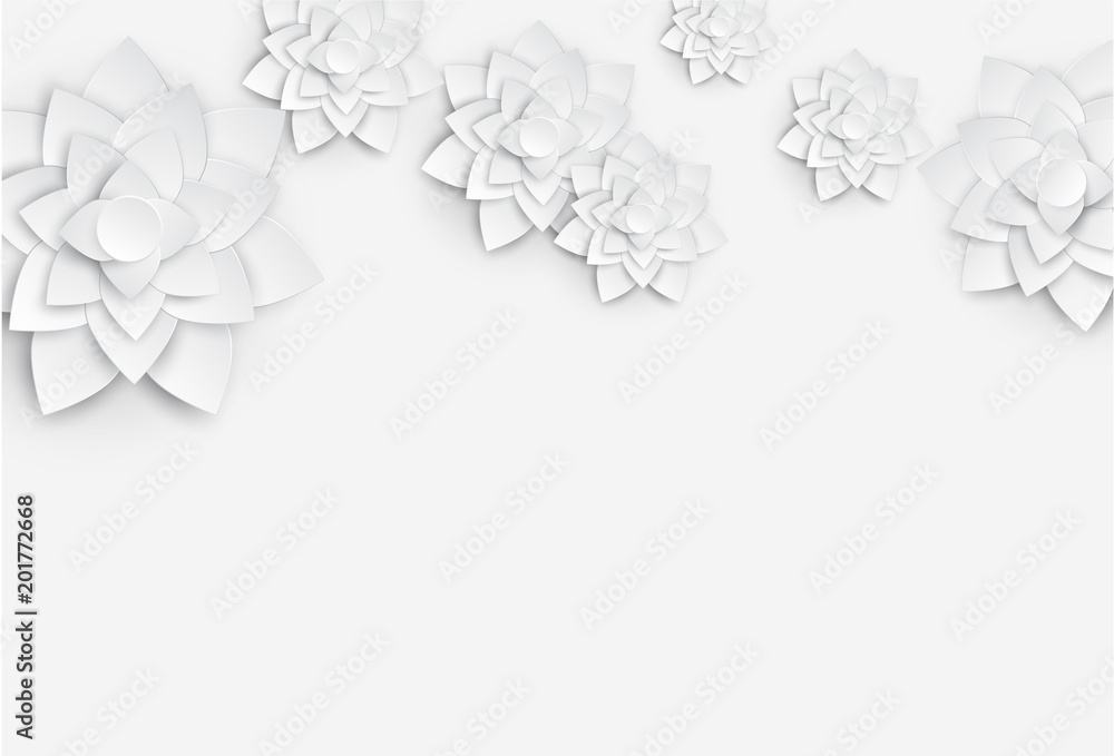 Paper art floral background. 3d flower, paper flowers, pastel color ...