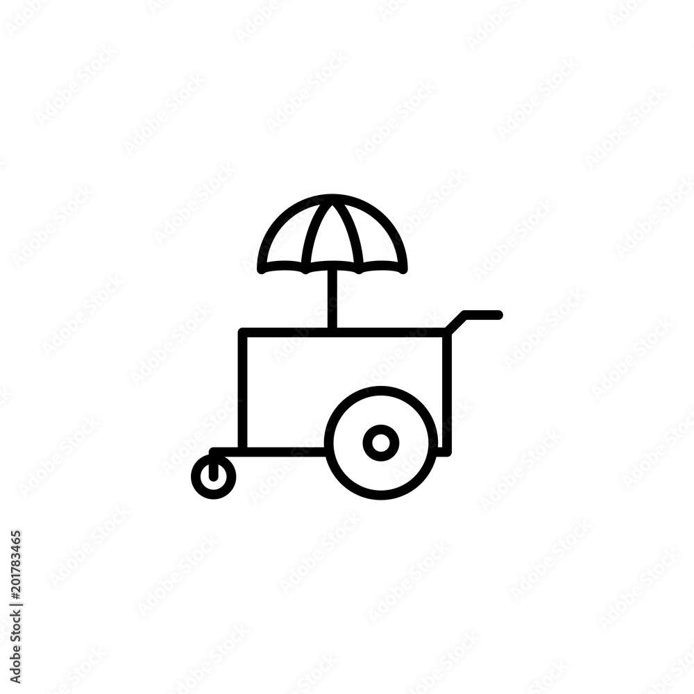 line hot dog cart black icon on white background Stock Vector | Adobe Stock