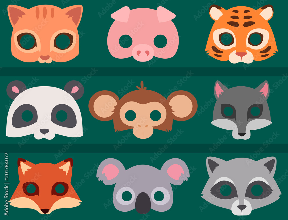 Animals carnival mask vector banner festival decoration masquerade and ...