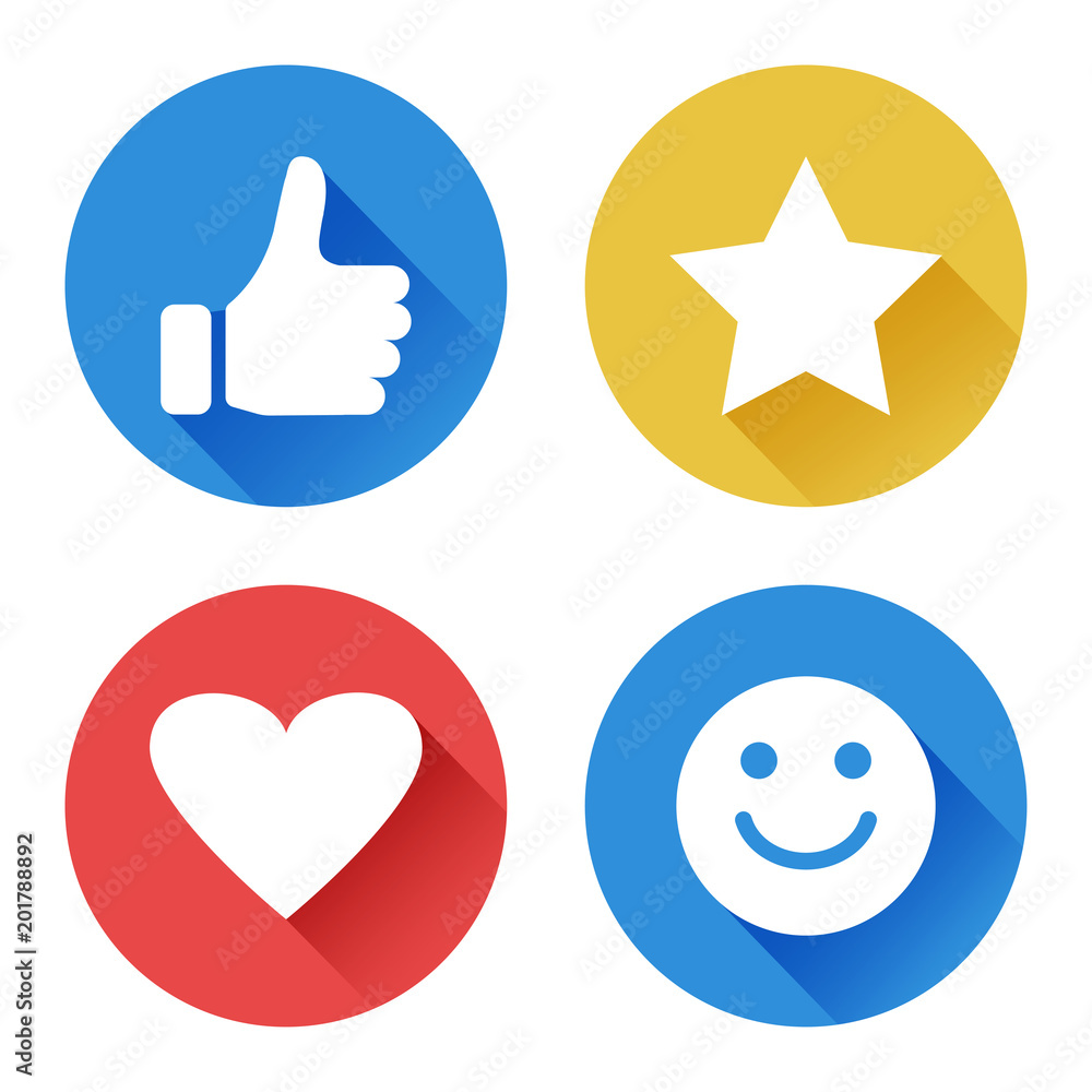 Set of round icons for evaluation. Rating symbols. White signs on ...