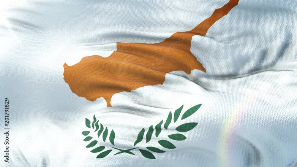 Flag of Cyprus waving on sun. Seamless loop with highly detailed fabric ...
