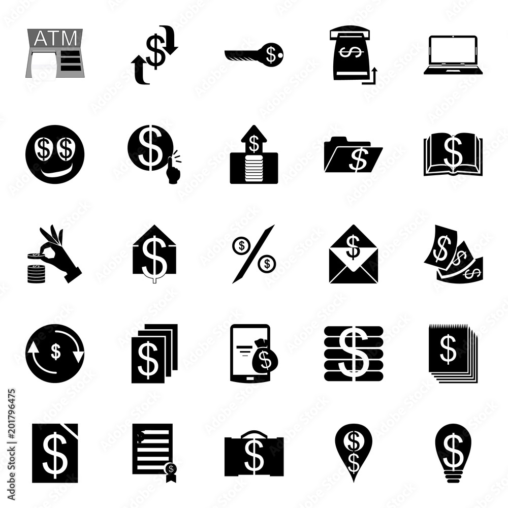 icons about Currency with telephone payment, envelope, economy, emoji ...