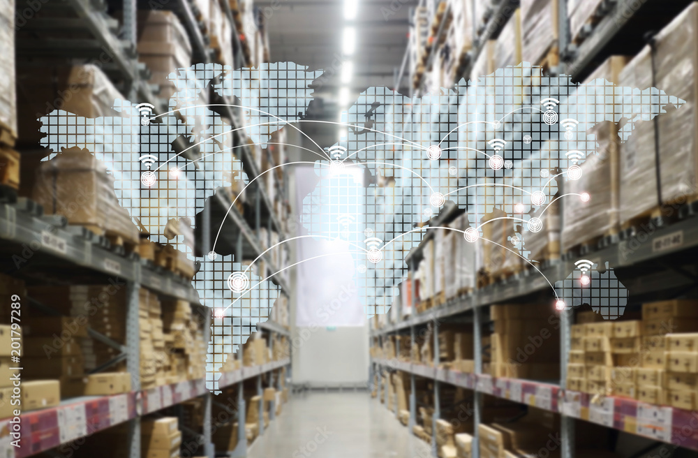 world map with AR application for check order pick time in smart ...