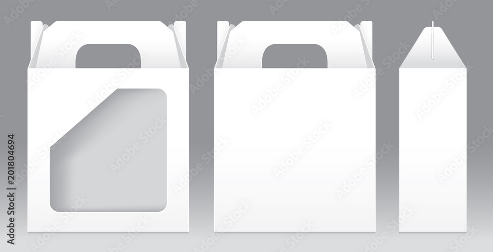 Box White window shape cut out Packaging Template blank. Empty Box ...