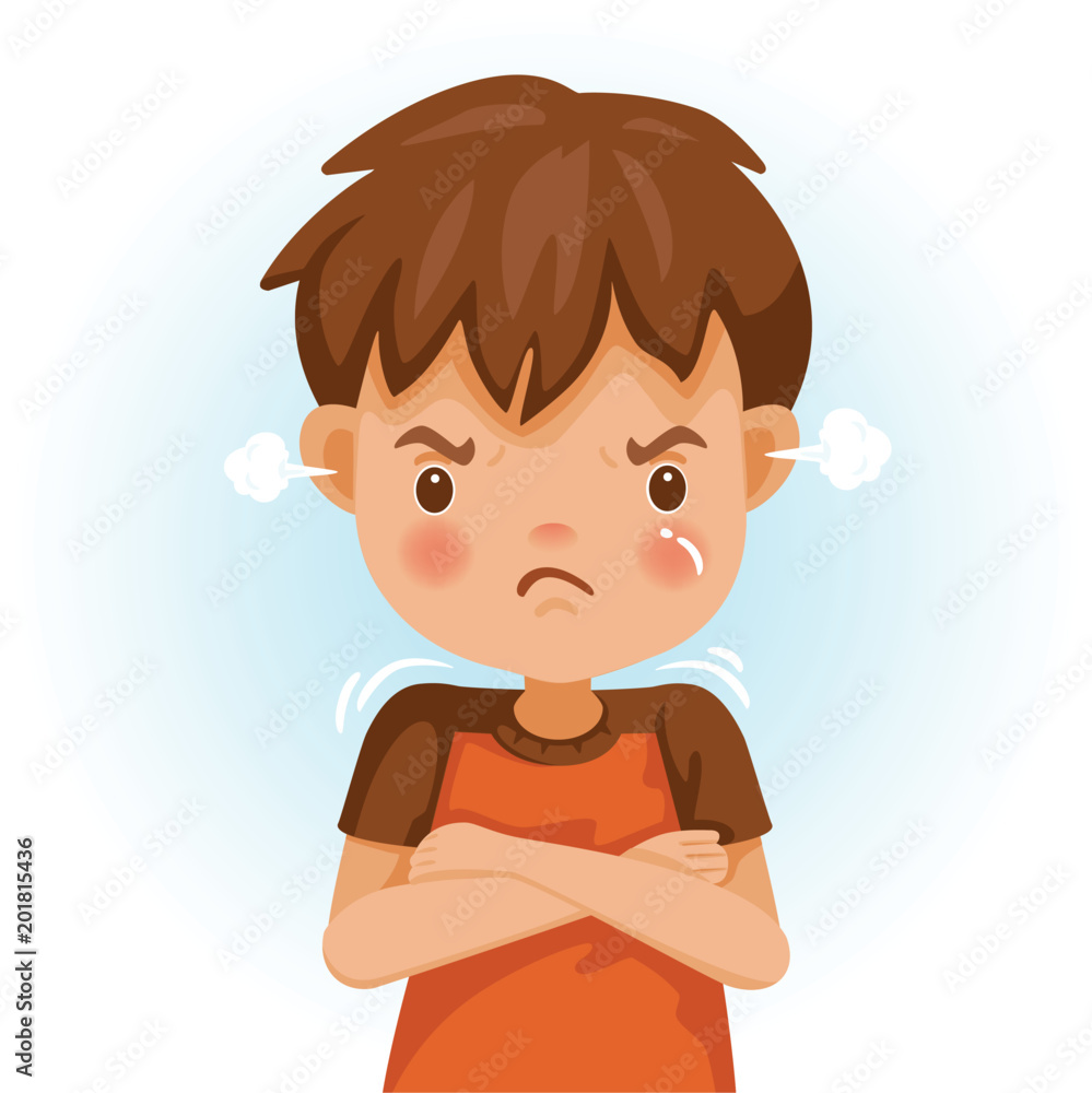 children angry Angry child. The boy in a red shirt is expressing anger ...