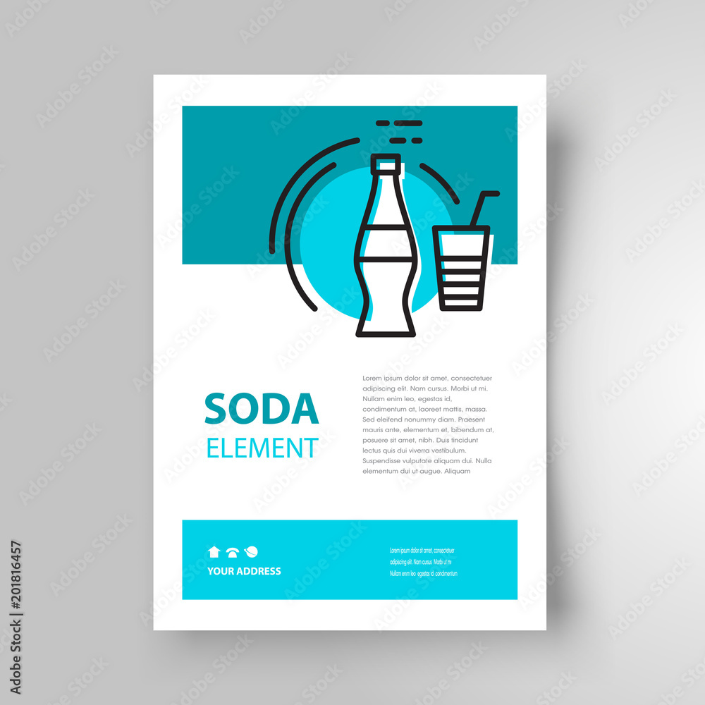 Flyer cover design soda water element beverage fizzy water, business ...