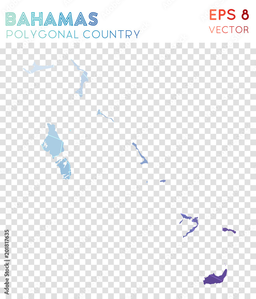 Bahamas polygonal map, mosaic style country. Breathtaking low poly ...
