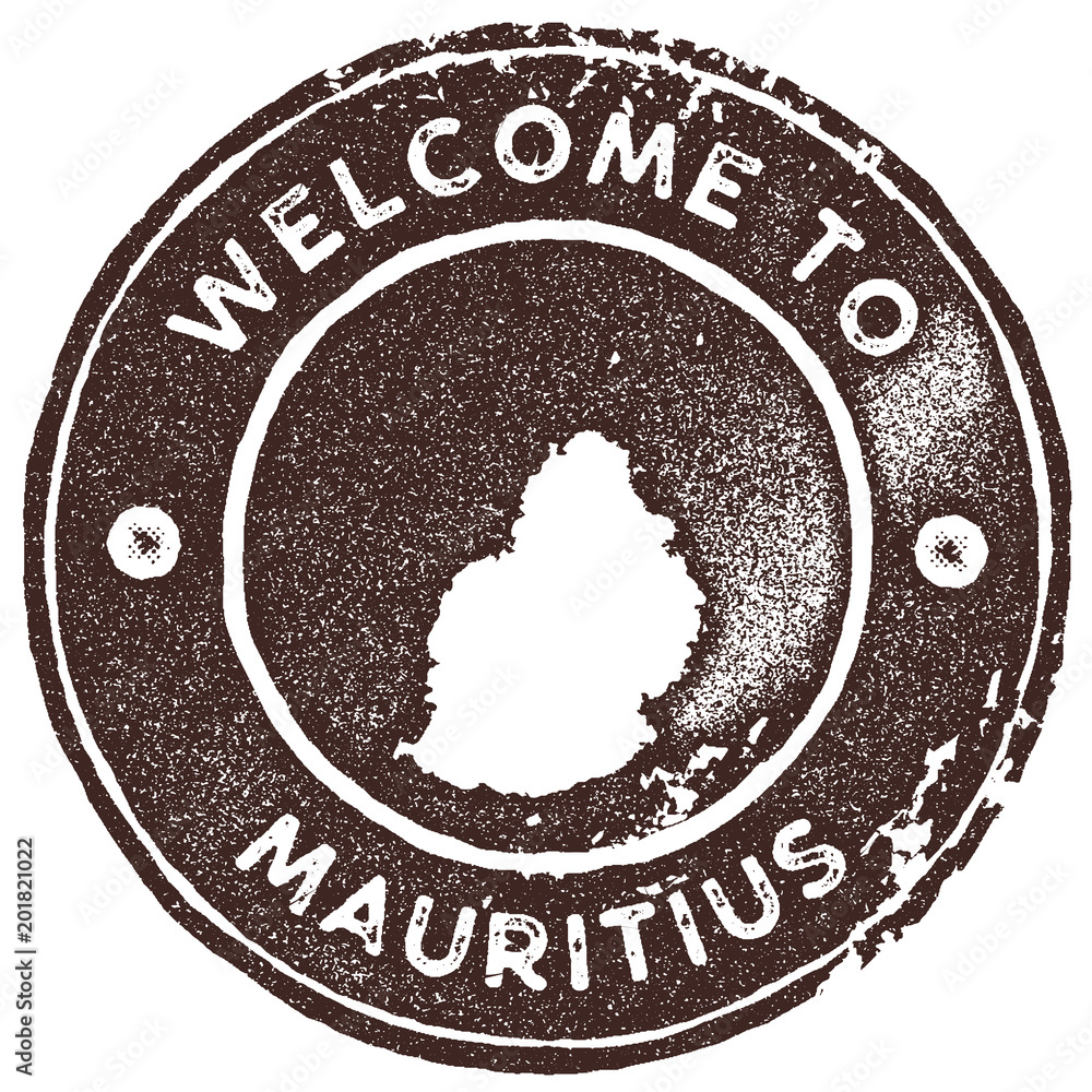 Mauritius map vintage stamp. Retro style handmade label, badge or ...