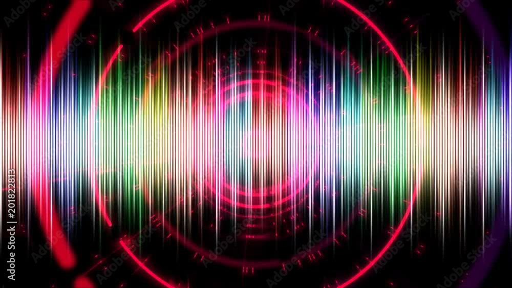 Audio graphic equalizer from colored lines. With dynamic moving glowing ...