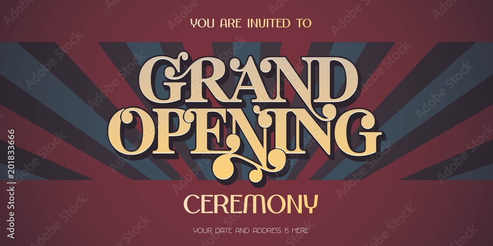 Vintage background with grand opening sign banner, vector illustration ...