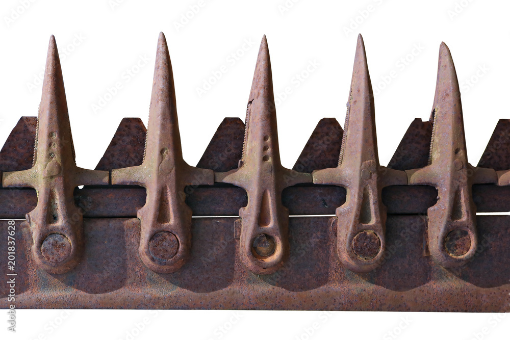 Dangerous sharp teeth of an old rusty agrotechnical mower Stock Photo ...