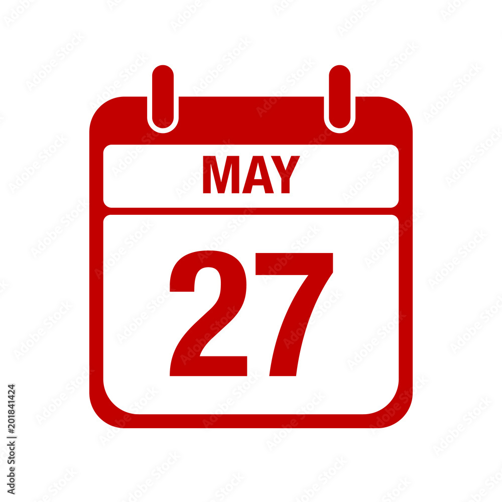 27 May calendar red icon. twenty seven Stock Vector | Adobe Stock