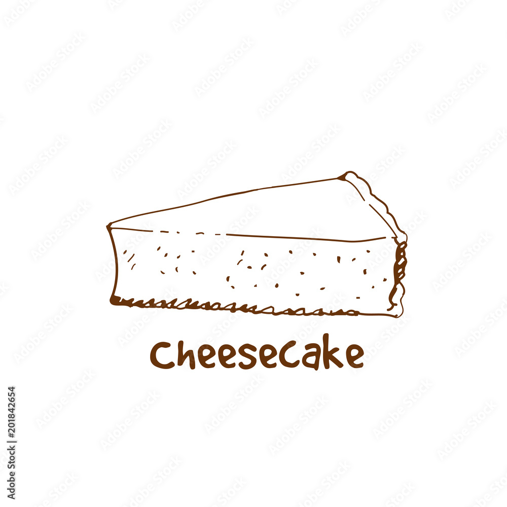 Hand drawn cheesecake, piece of classic cheesecake. Sketch, vector ...