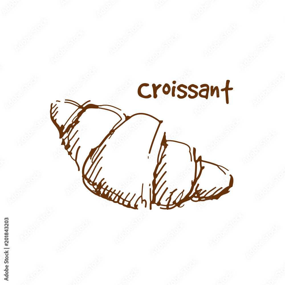 Hand drawn croissant. Sketch, vector illustration. Stock Vector | Adobe ...