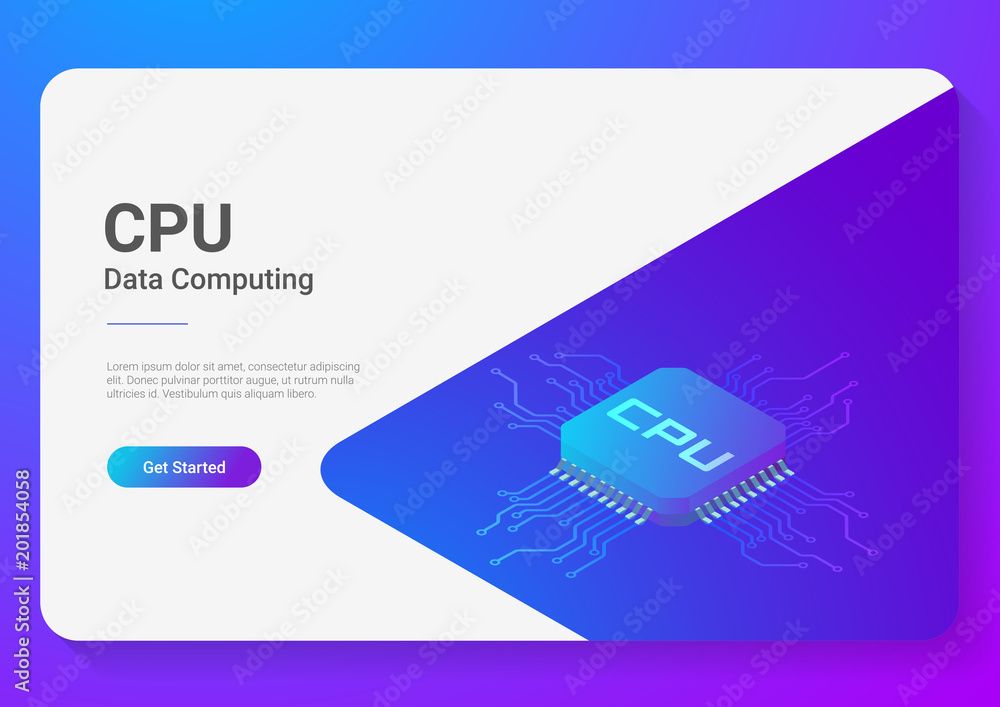 Isometric Flat CPU GPU Processor Chip vector illustration. Stock Vector ...