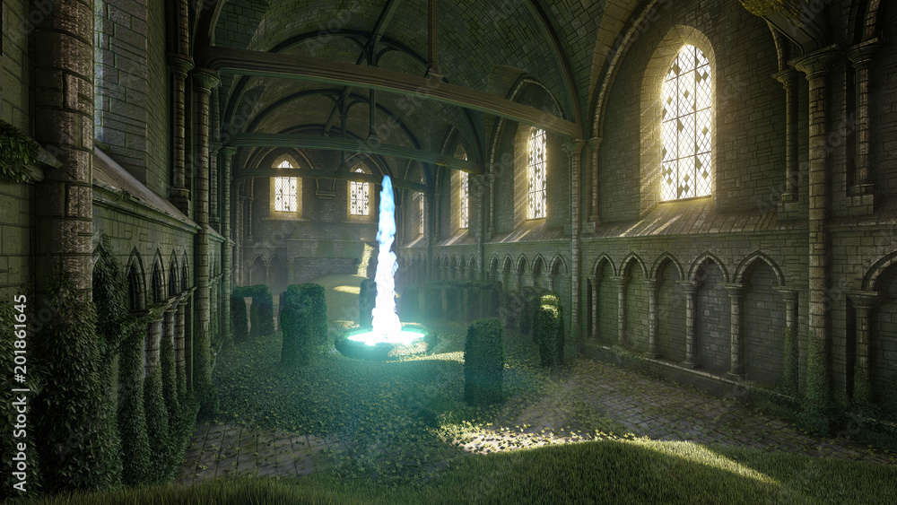 3D illustration of a fantasy source of strength and eternal energy in ...