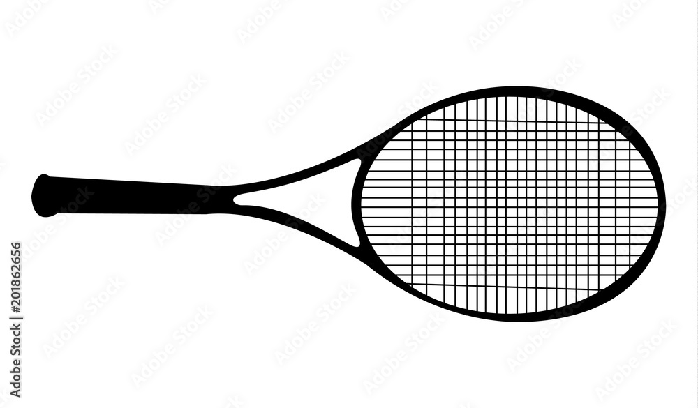 Tennis racket black silhouette Stock Vector | Adobe Stock