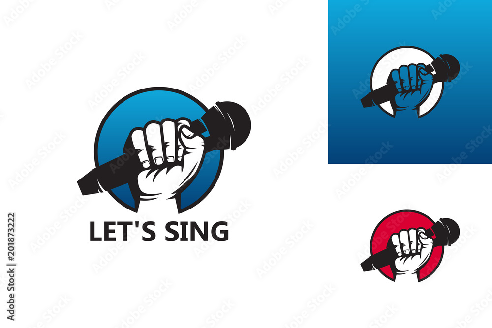 Sing With Microphone in Hand Logo Template Design Vector, Emblem ...