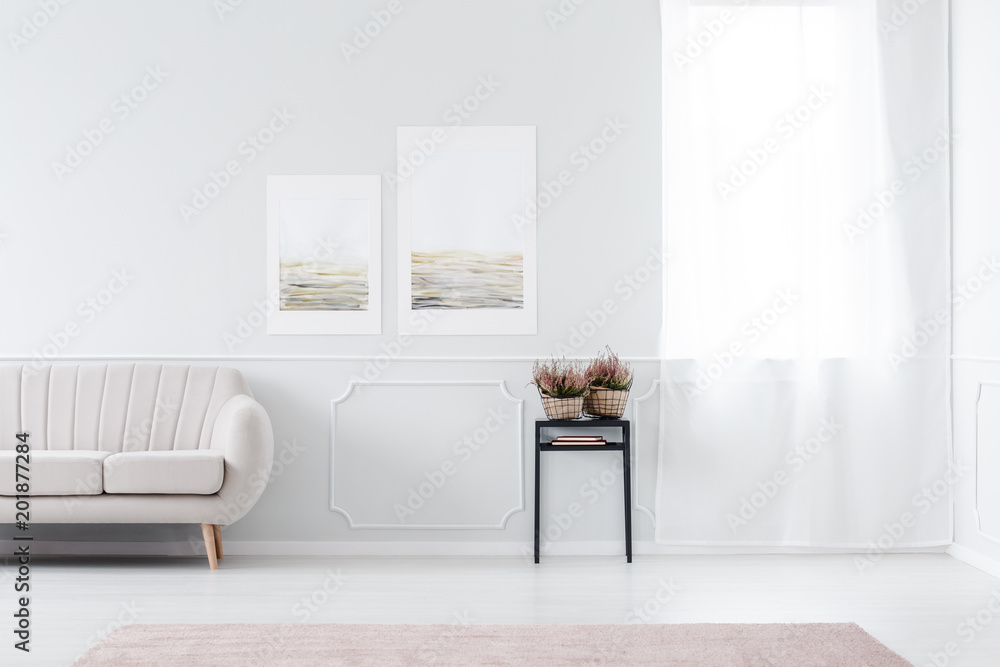 Posters in living room interior Stock Photo | Adobe Stock