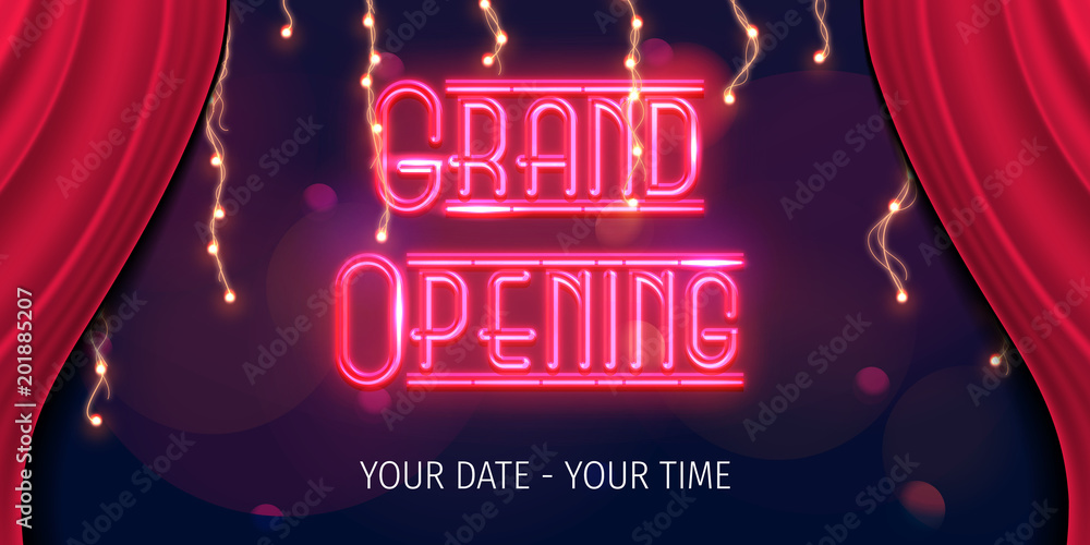 Grand opening invitation concept. Celebration design. Gold glitter ...