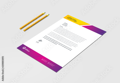 Purple and Yellow Letterhead Layout Stock Template | Adobe Stock