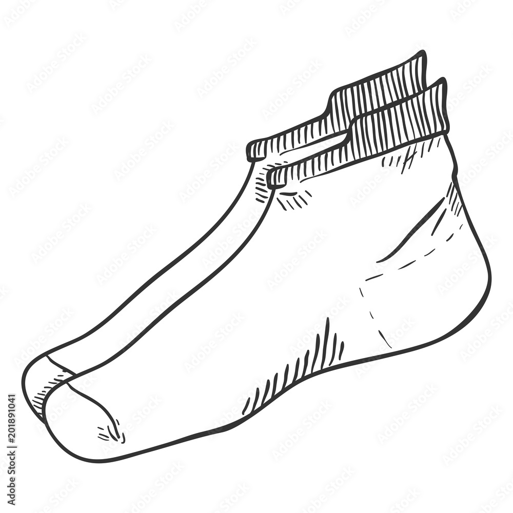 Vector Outline Sketch Illustration - Sport Socks Stock Vector | Adobe Stock