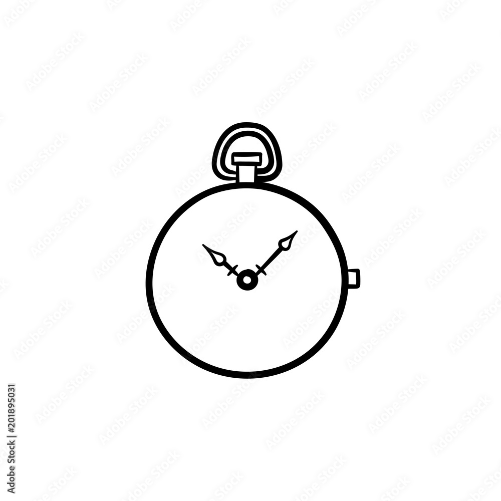 Pocket watch hand drawn outline doodle icon. Vector sketch illustration ...